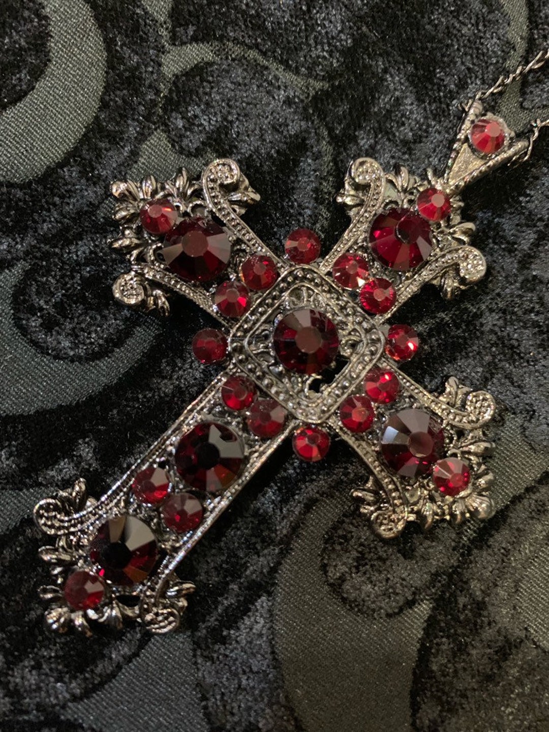 Pomegranate Red Renaissance Cross Pendant - Etsy