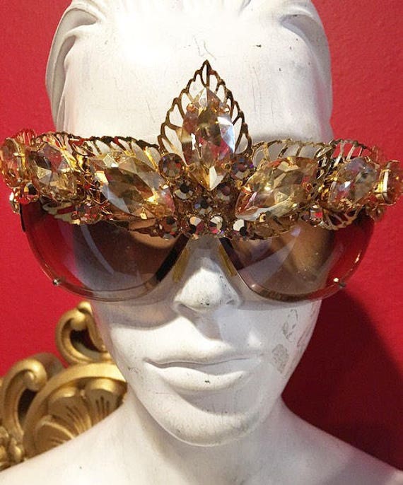Items similar to Golden jewel sunglasses on Etsy