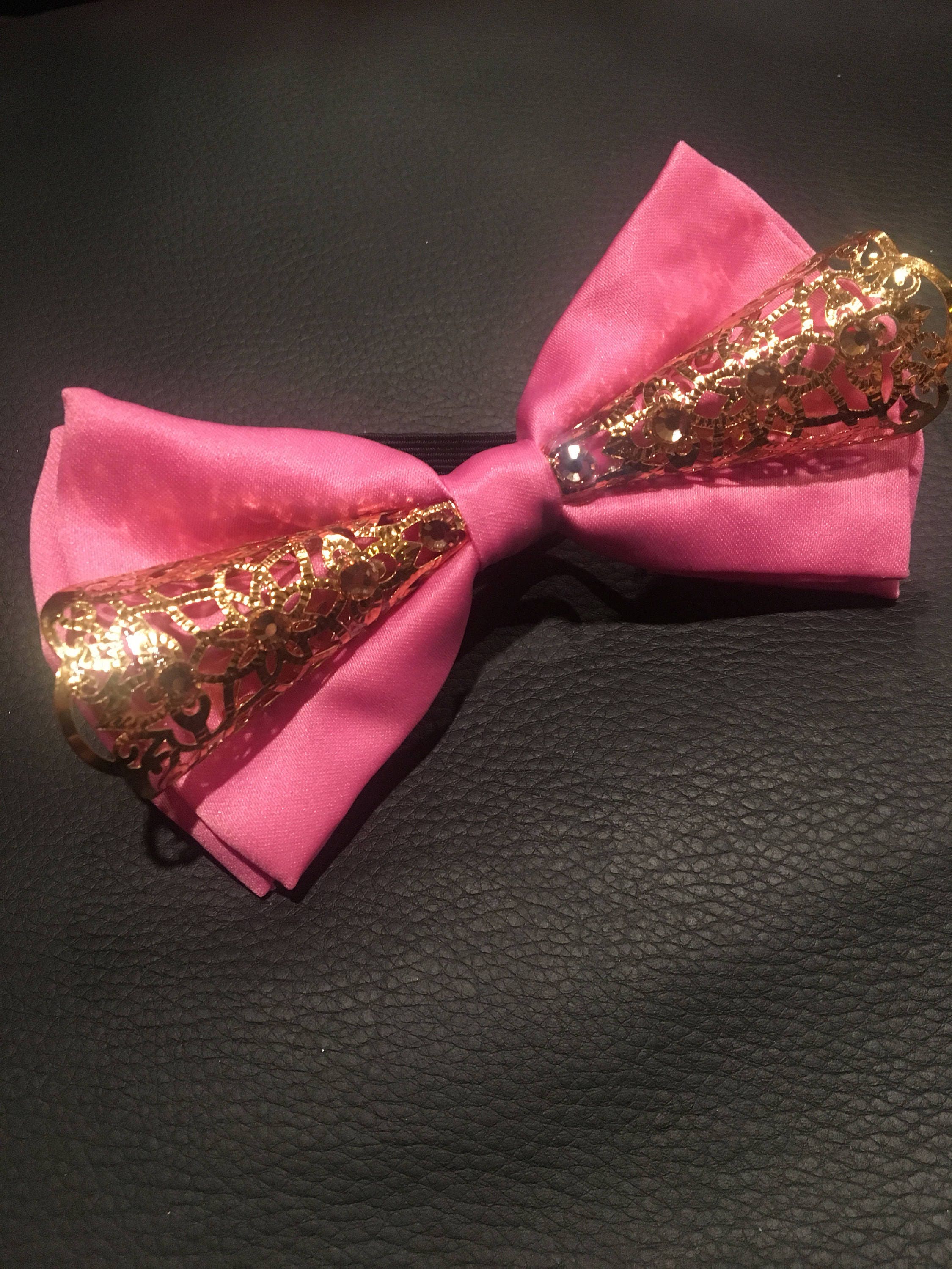 Pink Satin Bow Tie - Etsy