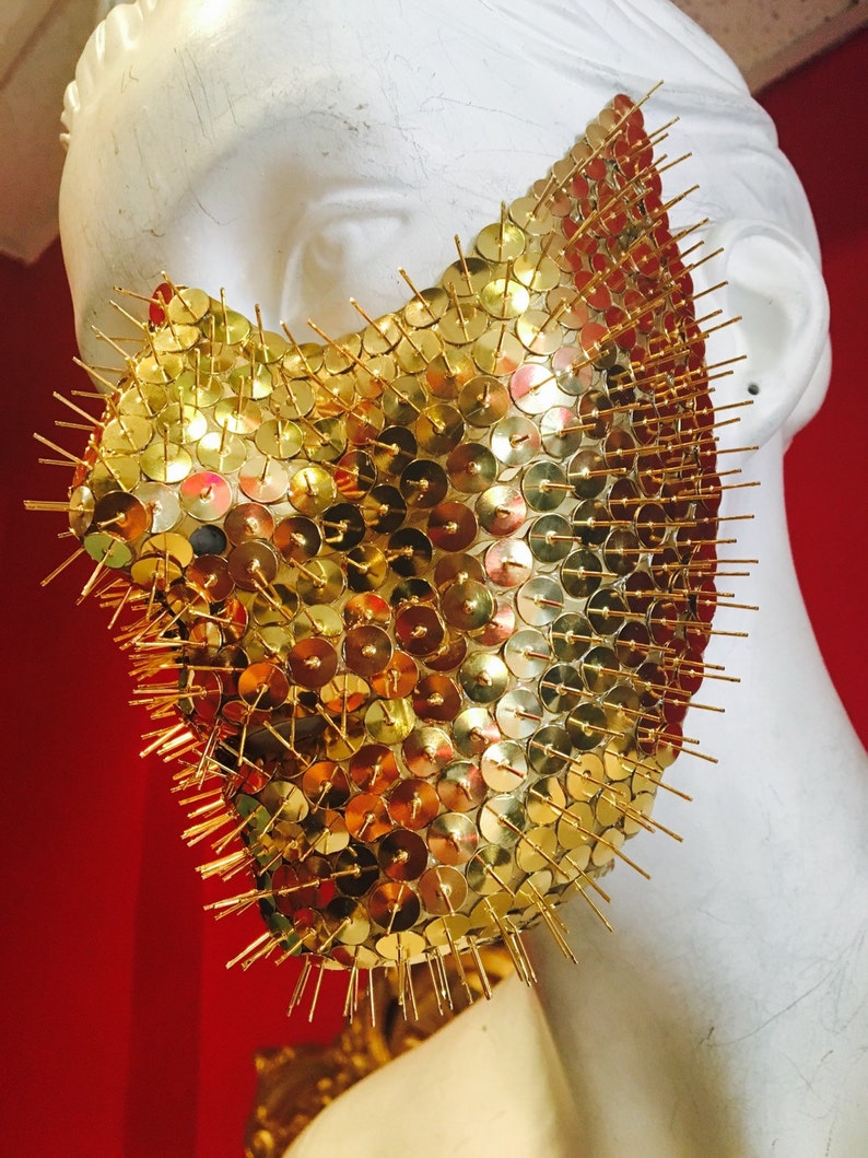 Couture Spiked Gold Mask Hand Made - Etsy