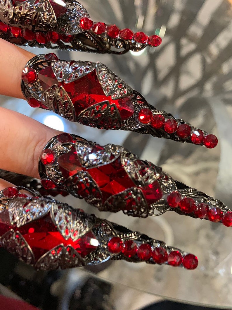 Red and black cone rings. Set of 5 | Etsy