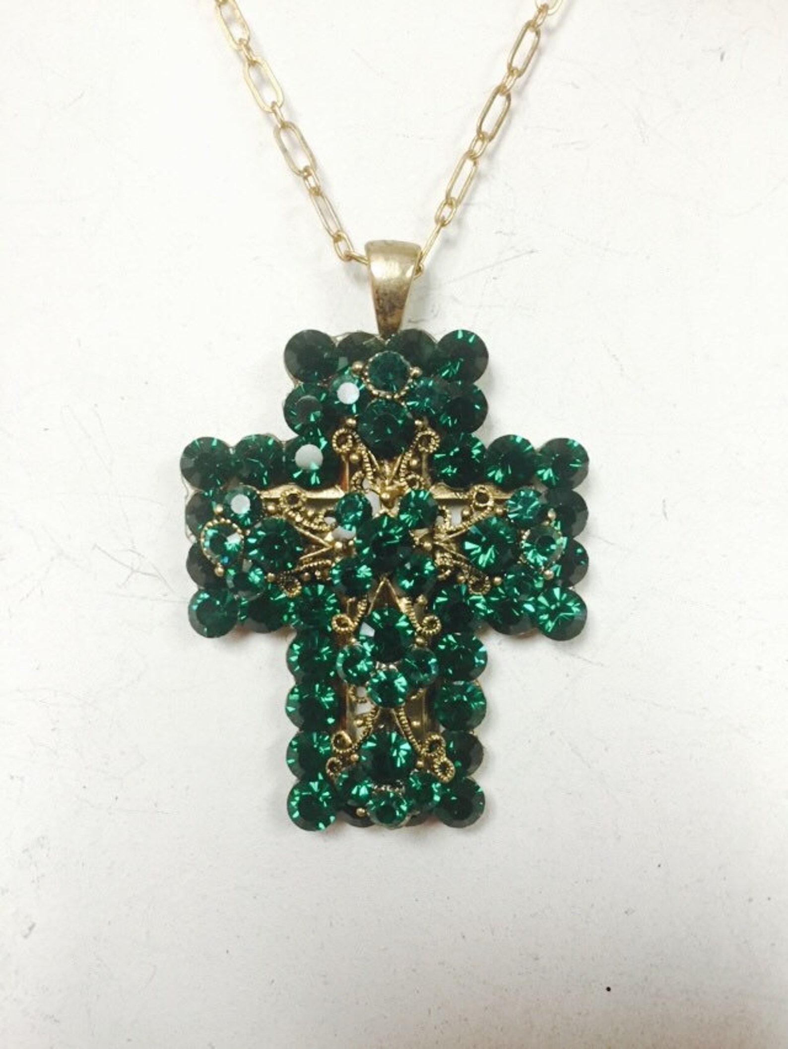 Emerald Crystal Cross | Etsy