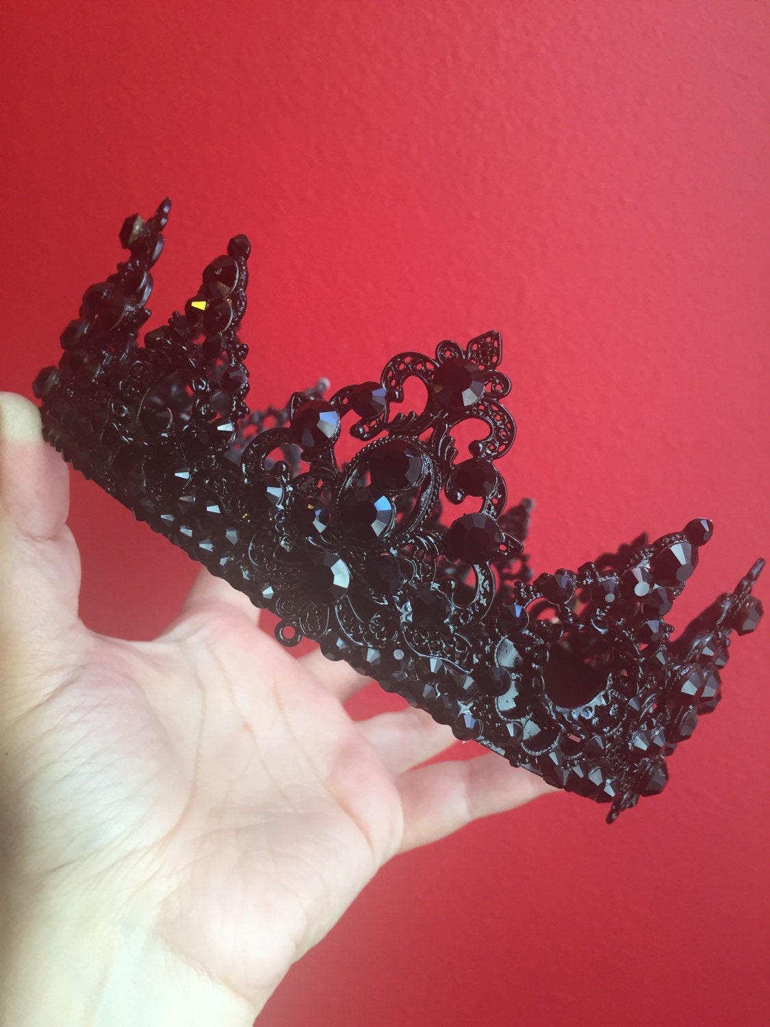 Black Plated Crown With Jet Crystals - Etsy