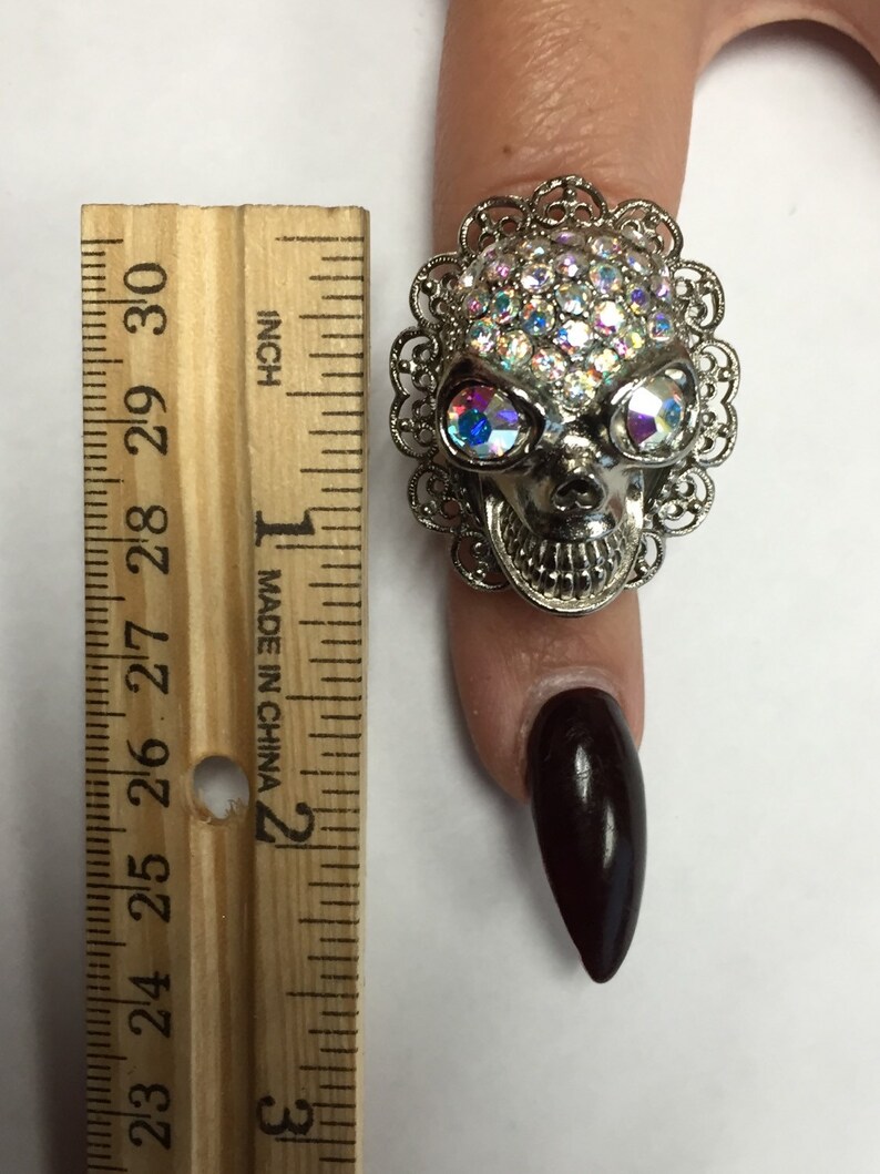 Crystal Skull Ring - Etsy