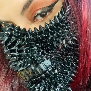 Spiked Black Mask - Etsy