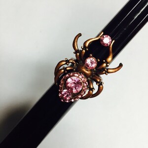 Light Rose Crystal Spider Ring, Antique Copper, Adjustable Band - Etsy
