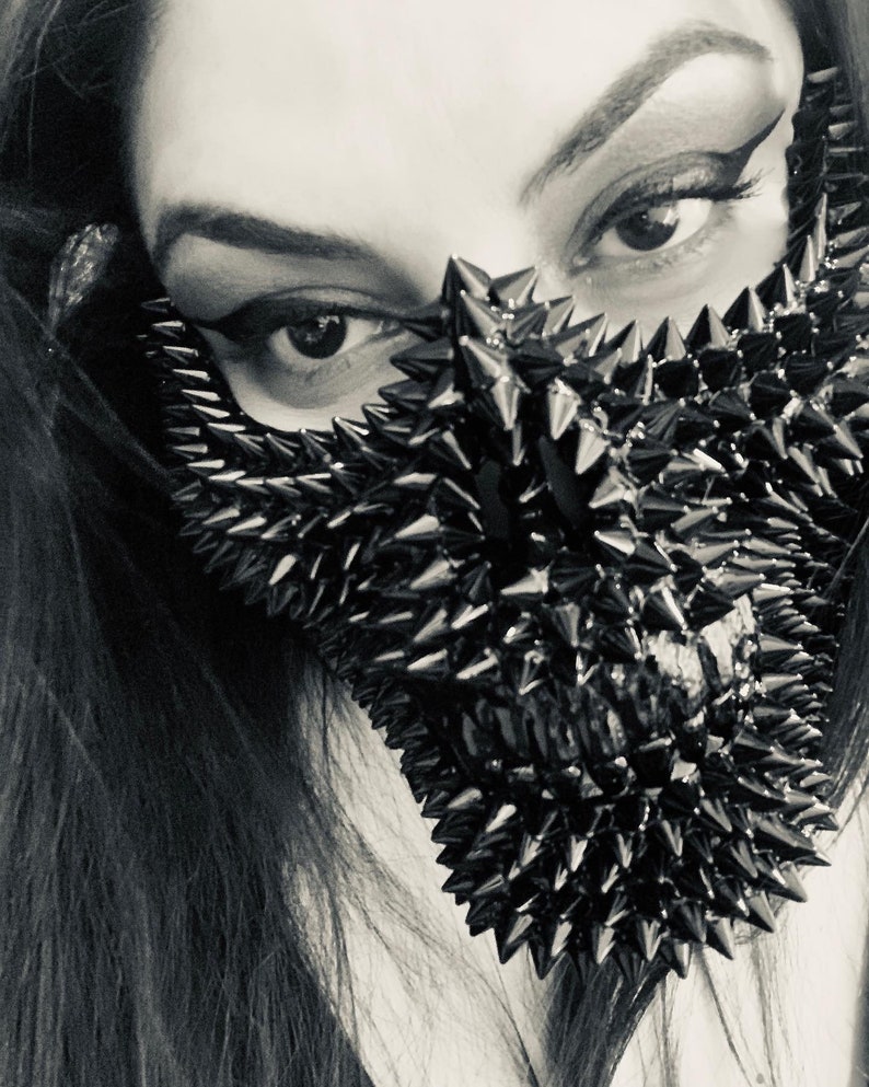 Spiked Black Mask - Etsy