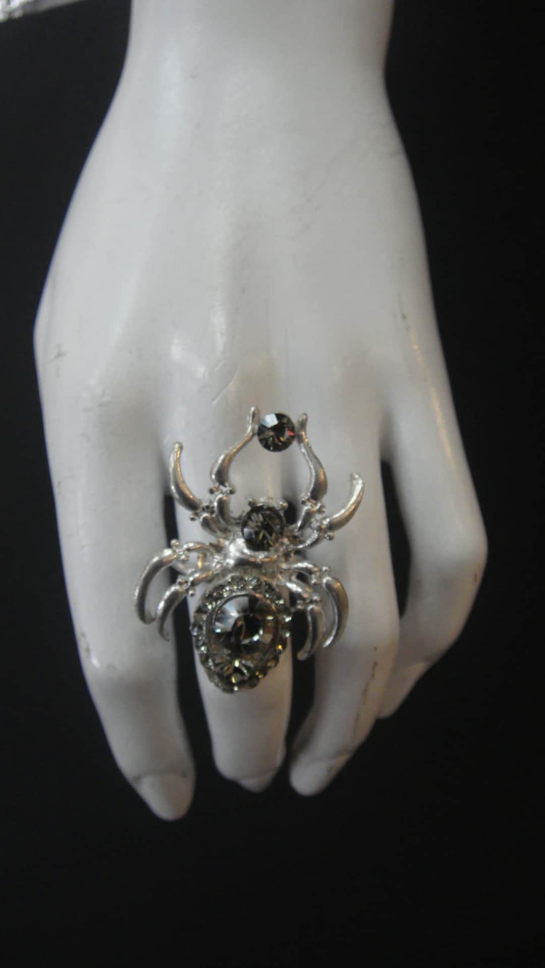Silver Spider Ring Made With Black Diamond Swarovski Crystal 5491RNG - Etsy