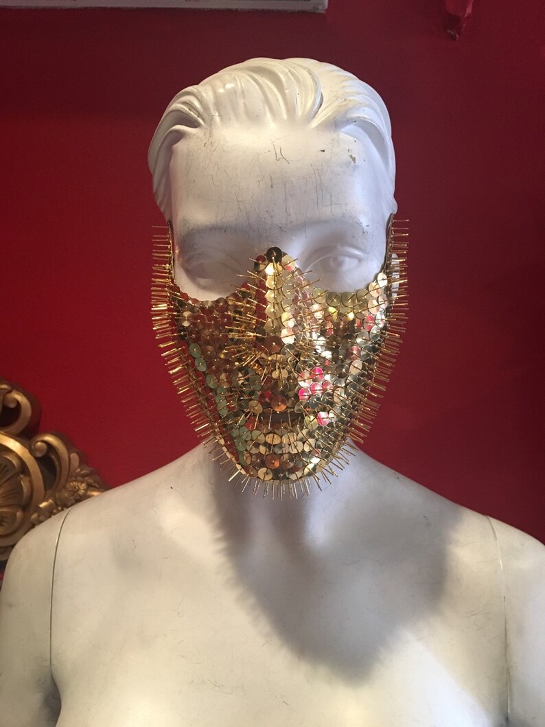 Couture Spiked Gold Mask Hand Made - Etsy