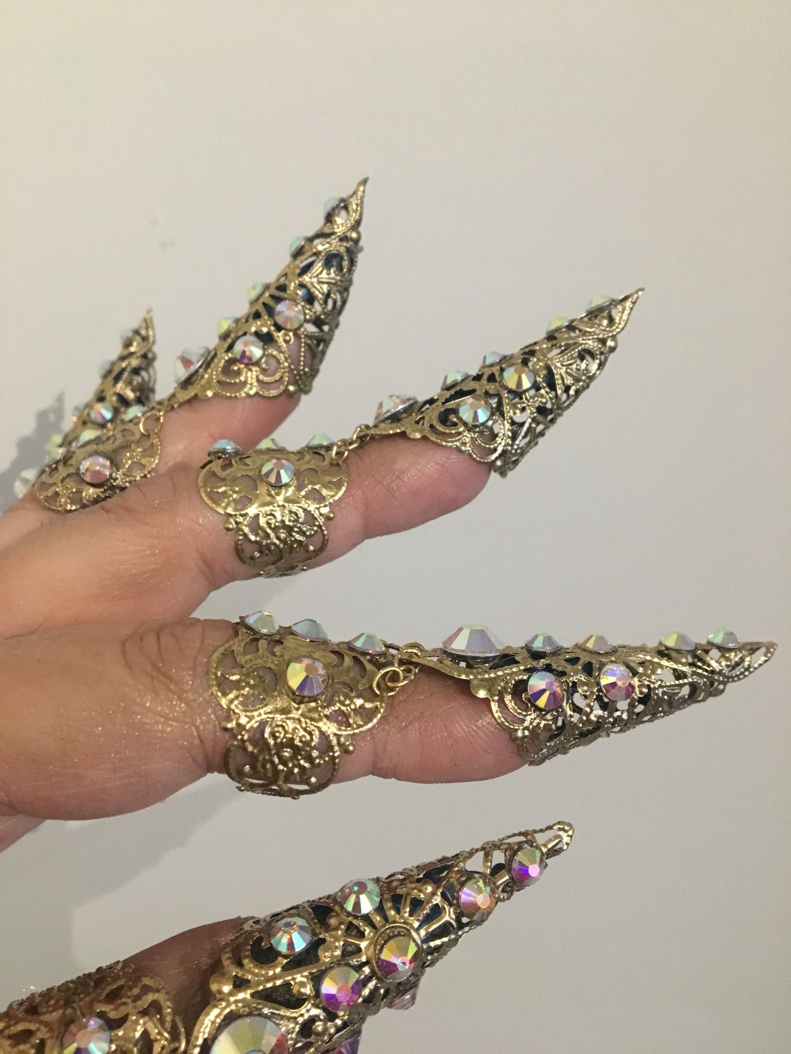 Golden Nail Tip Rings - Etsy