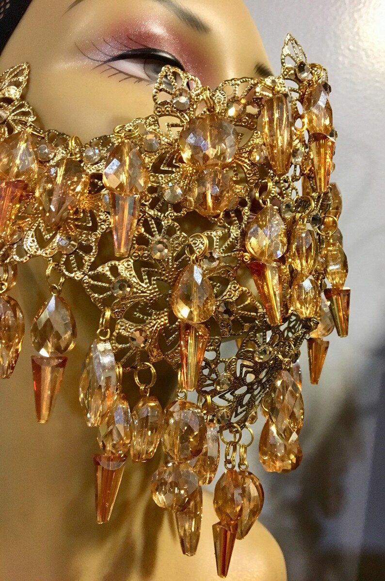 Golden crystal mask | Etsy