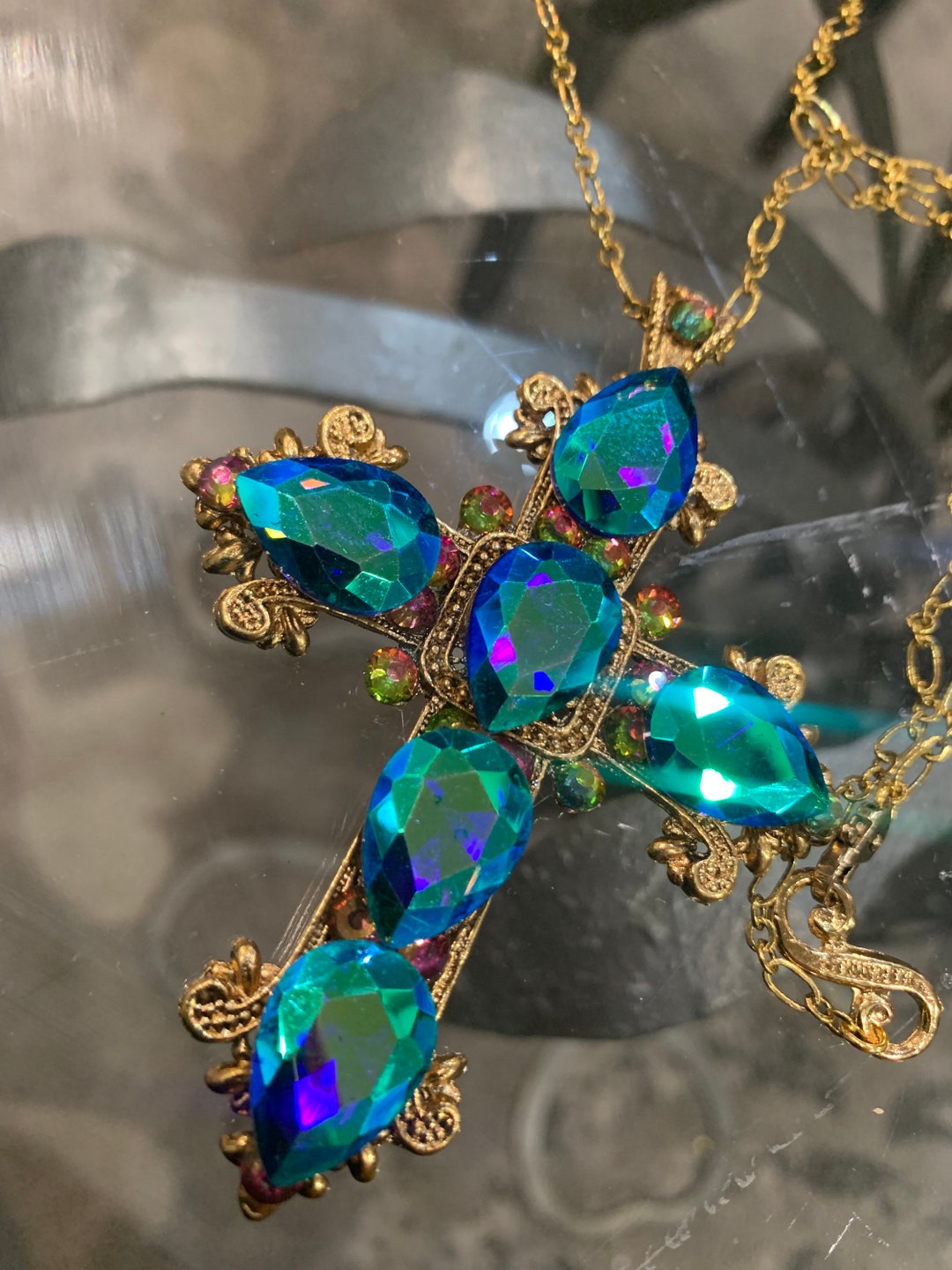 Tear Drop Cross Pendant - Etsy