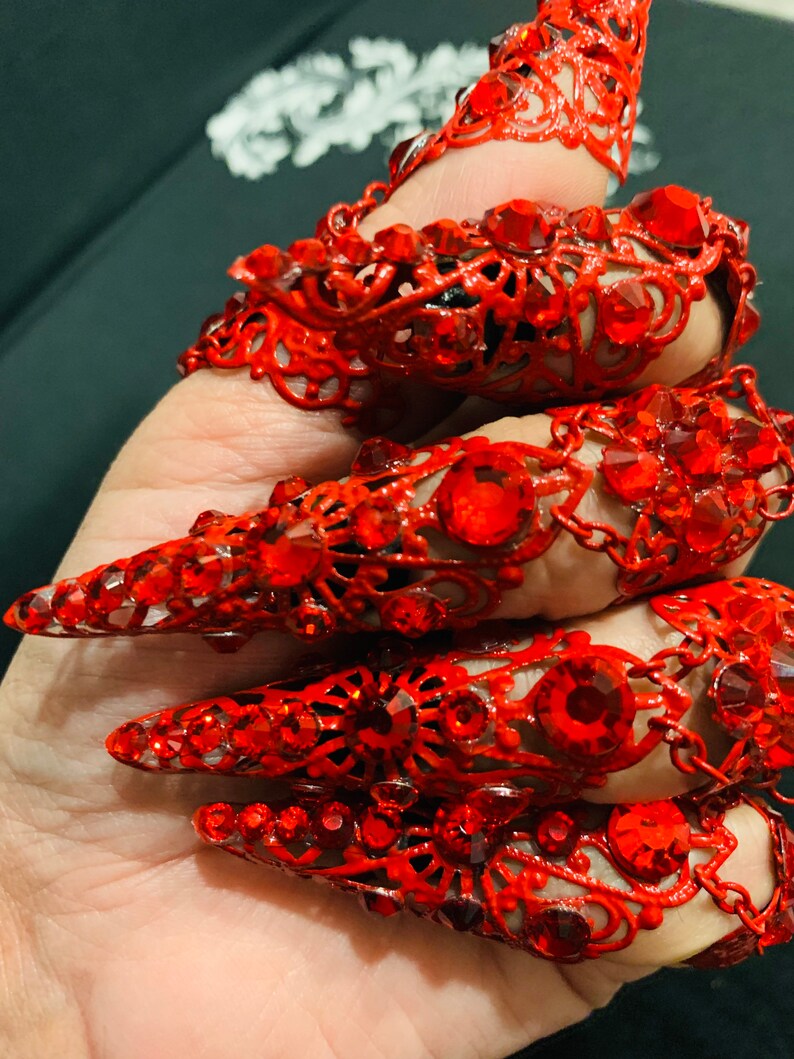 1 Red Crystal Glove With Detachable and Adjustable Rings. - Etsy