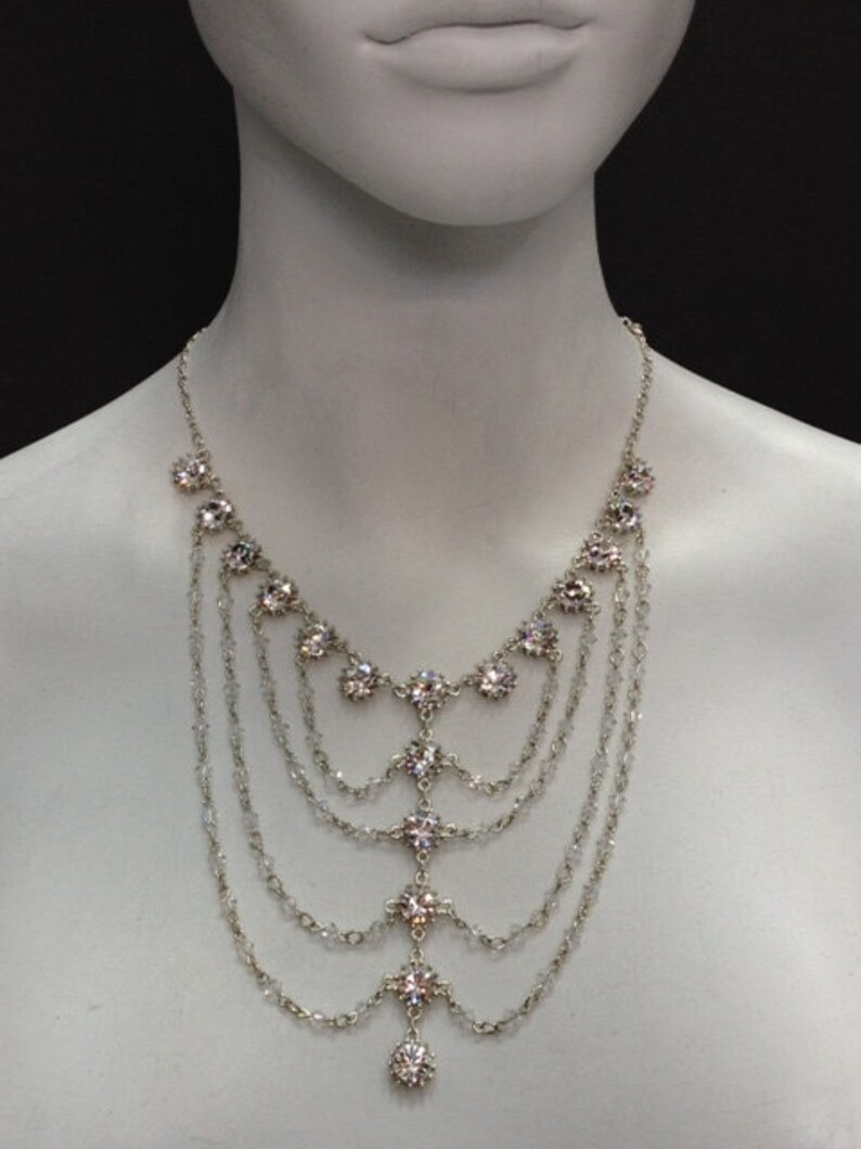 Queen Bridal Multi Chain and Drop Necklace 7016N - Etsy