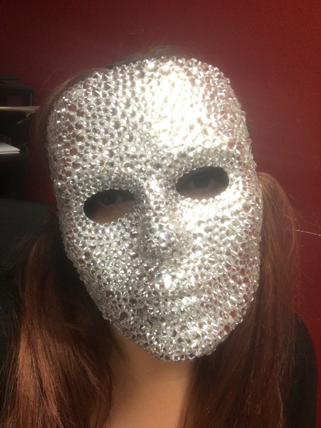 Crystallized Costume Mask: Clear Crystals, Adjustable Strap - Etsy