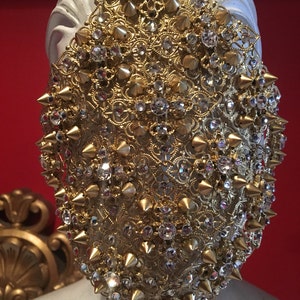 Full Face Golden Crystal Mask - Etsy