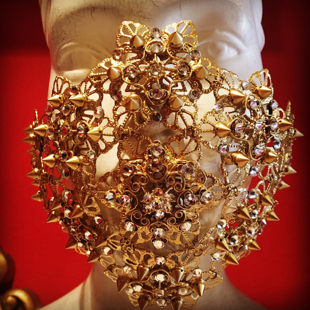 Golden Spiked Crystal Mask - Etsy