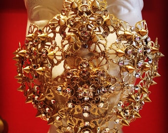 Full Face Golden Crystal Mask | Etsy