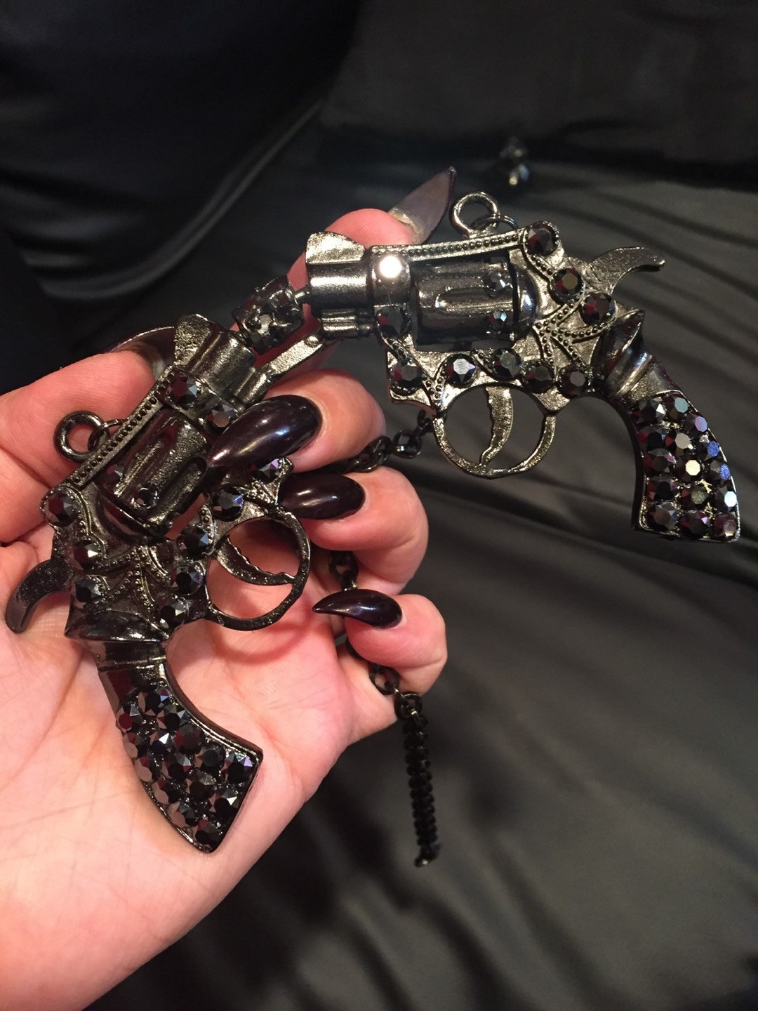 Double Pistol Pendant Made With Hematite Swarovski Crystals and Plated ...