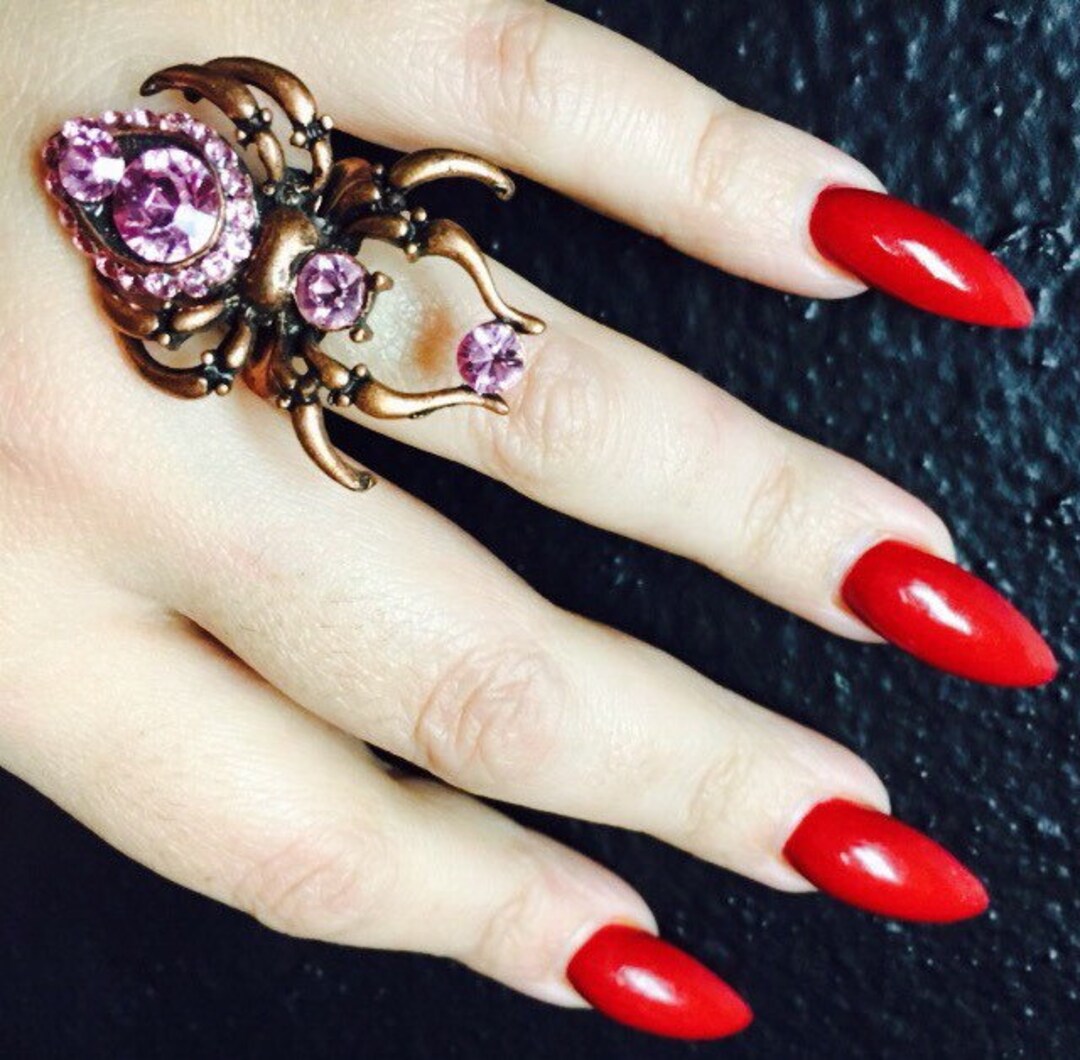 Light Rose Crystal Spider Ring, Antique Copper, Adjustable Band - Etsy