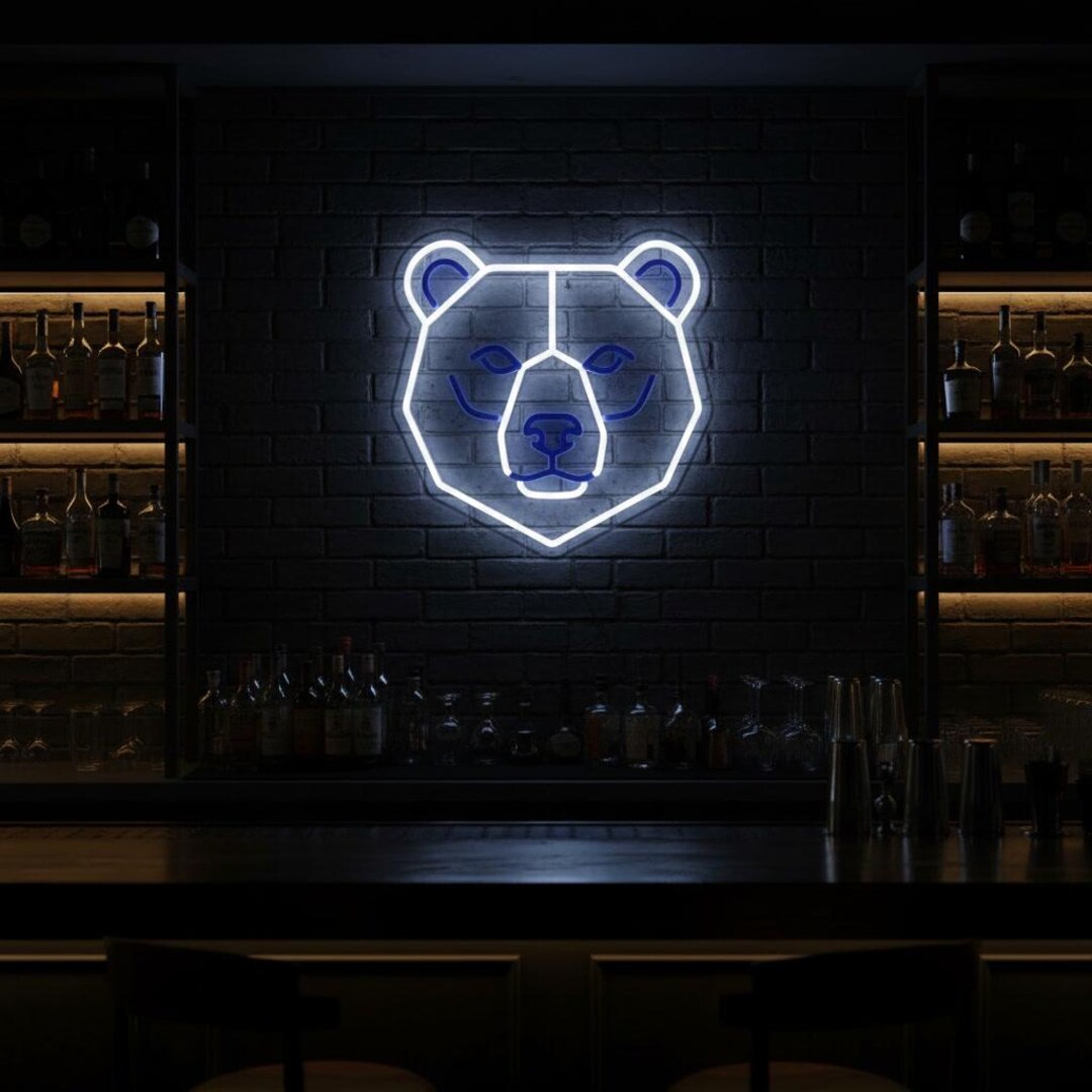 Geometric Bear Neon Sign, Grizzly LED Light, Woodland Nursery Decor ...
