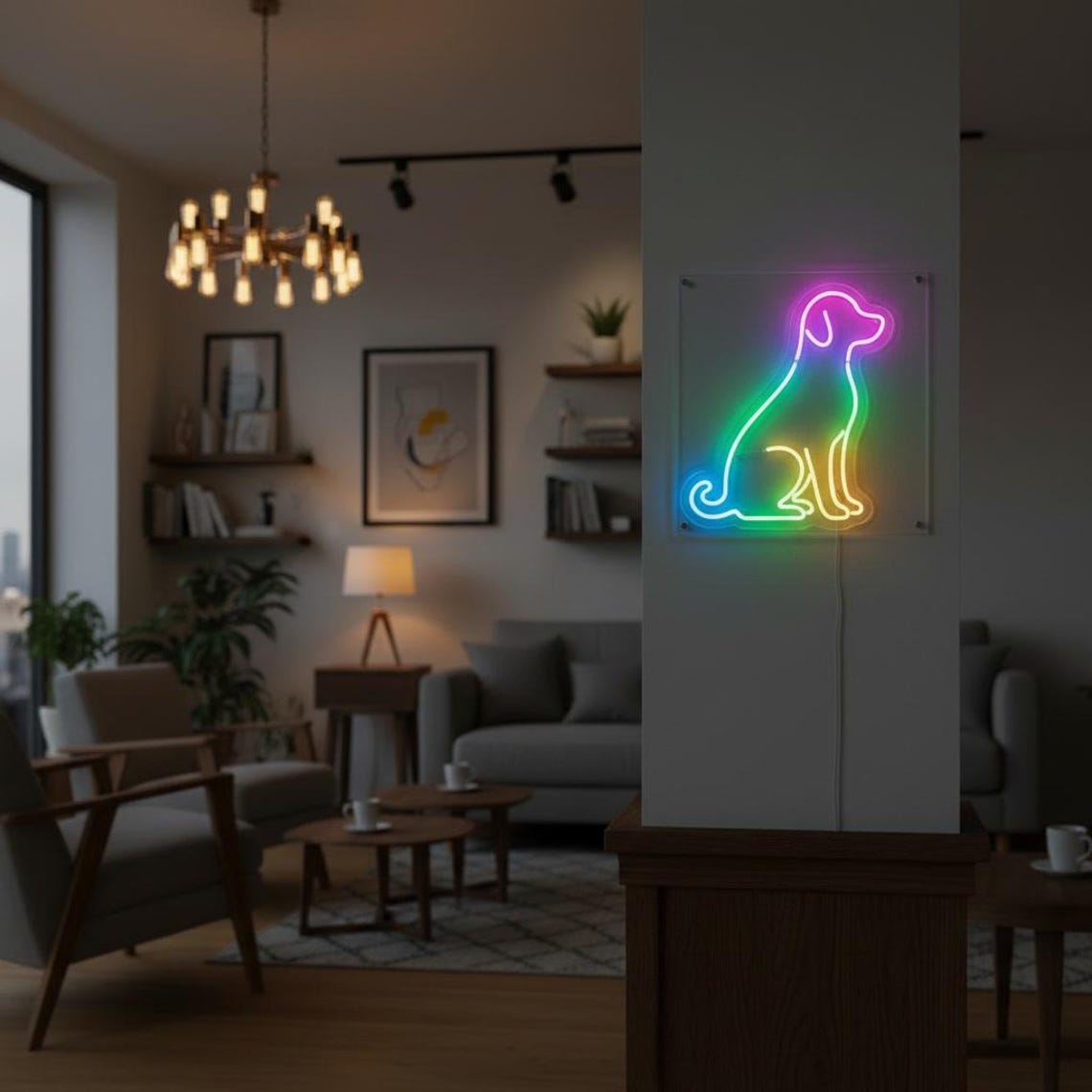 Dog Neon Sign, Puppy LED Light, Custom Pet Portrait Art, Animal Lover ...
