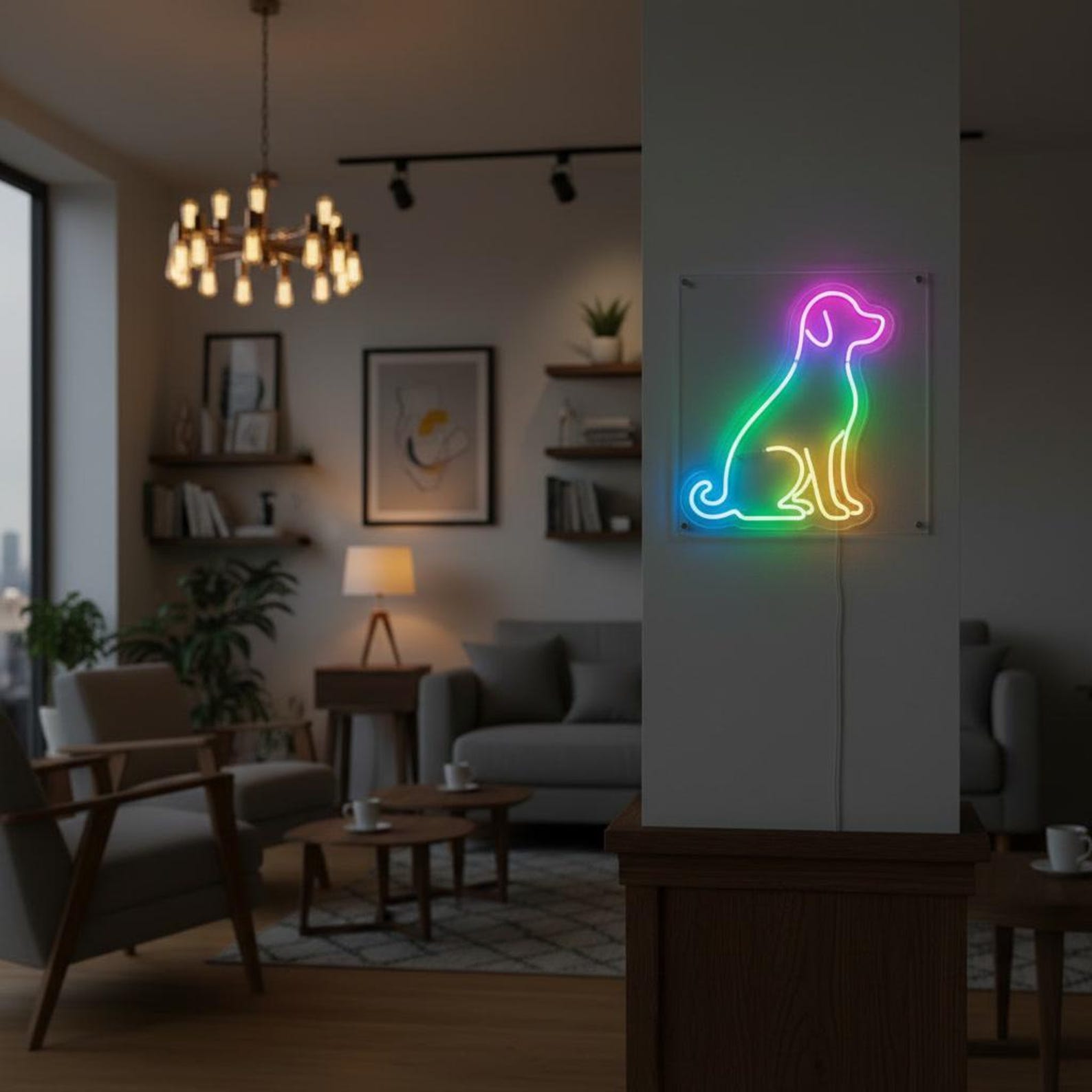 Dog Neon Sign, Puppy LED Light, Custom Pet Portrait Art, Animal Lover ...