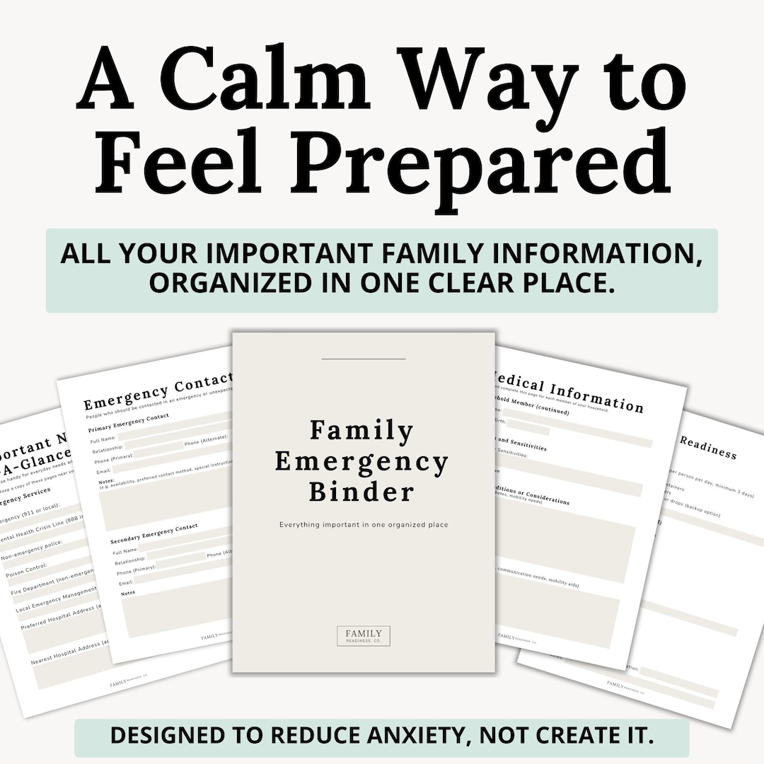 Family Emergency Binder Printable | Calm Household Organizer to Reduce ...