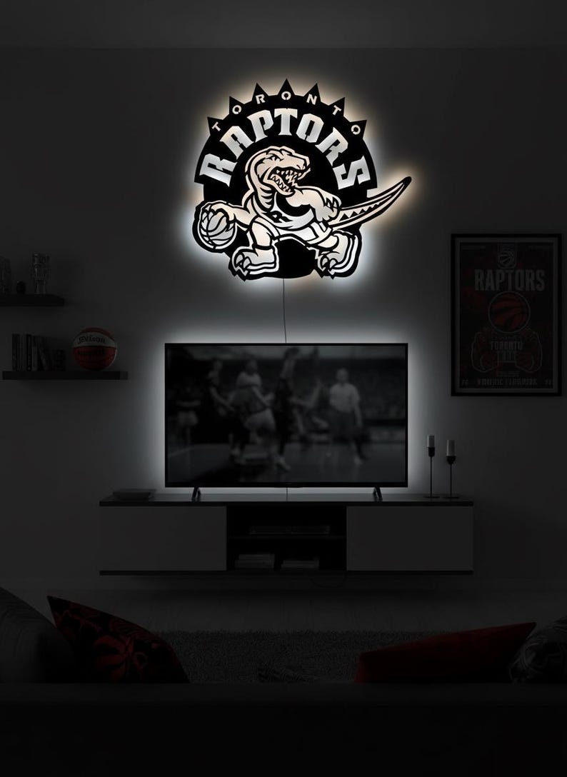 LED Toronto Raptors Wall Art - NBA Team Logo Basketball Game Room Decor ...