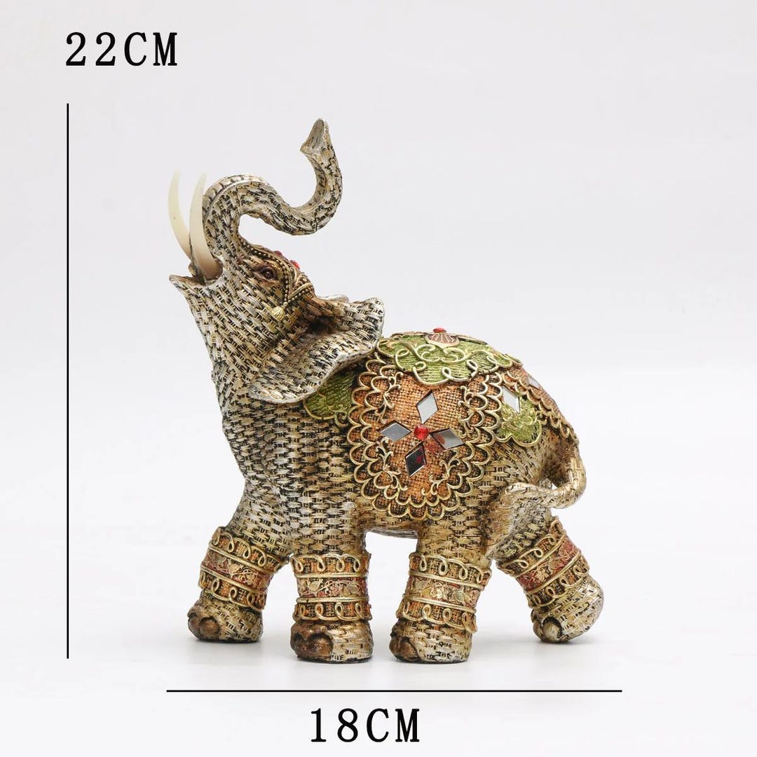 Ornate Elephant Figurine, Gold Elephant Statue, Jeweled Boho Decor ...