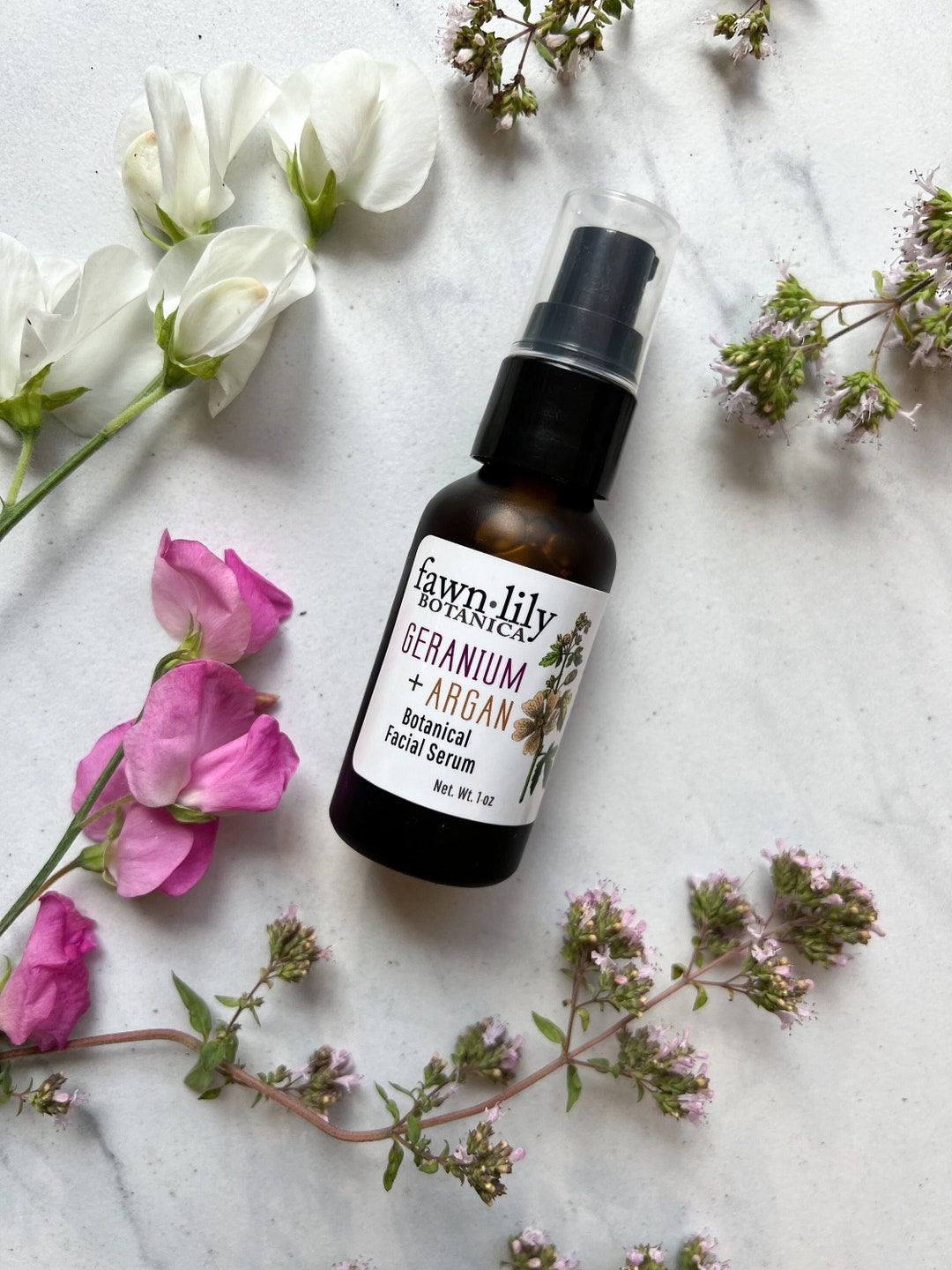 Geranium & Argan Botanical Facial Oil Serum - Plant Based, Vegan ...
