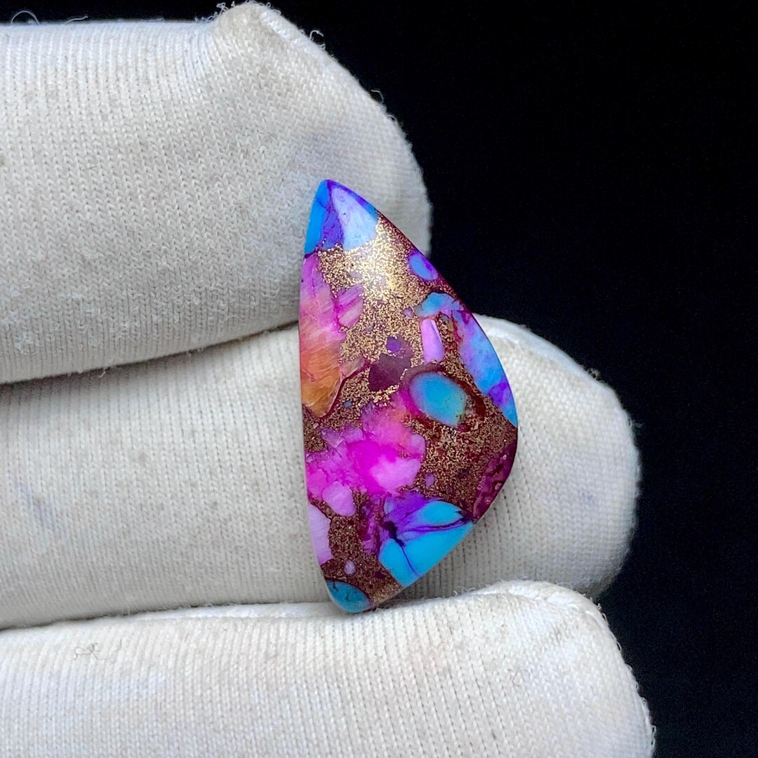Purple Pink Mohave Copper Turquoise Cabochon - 17.8x8.9x4.4 MM 5.13 Cts ...