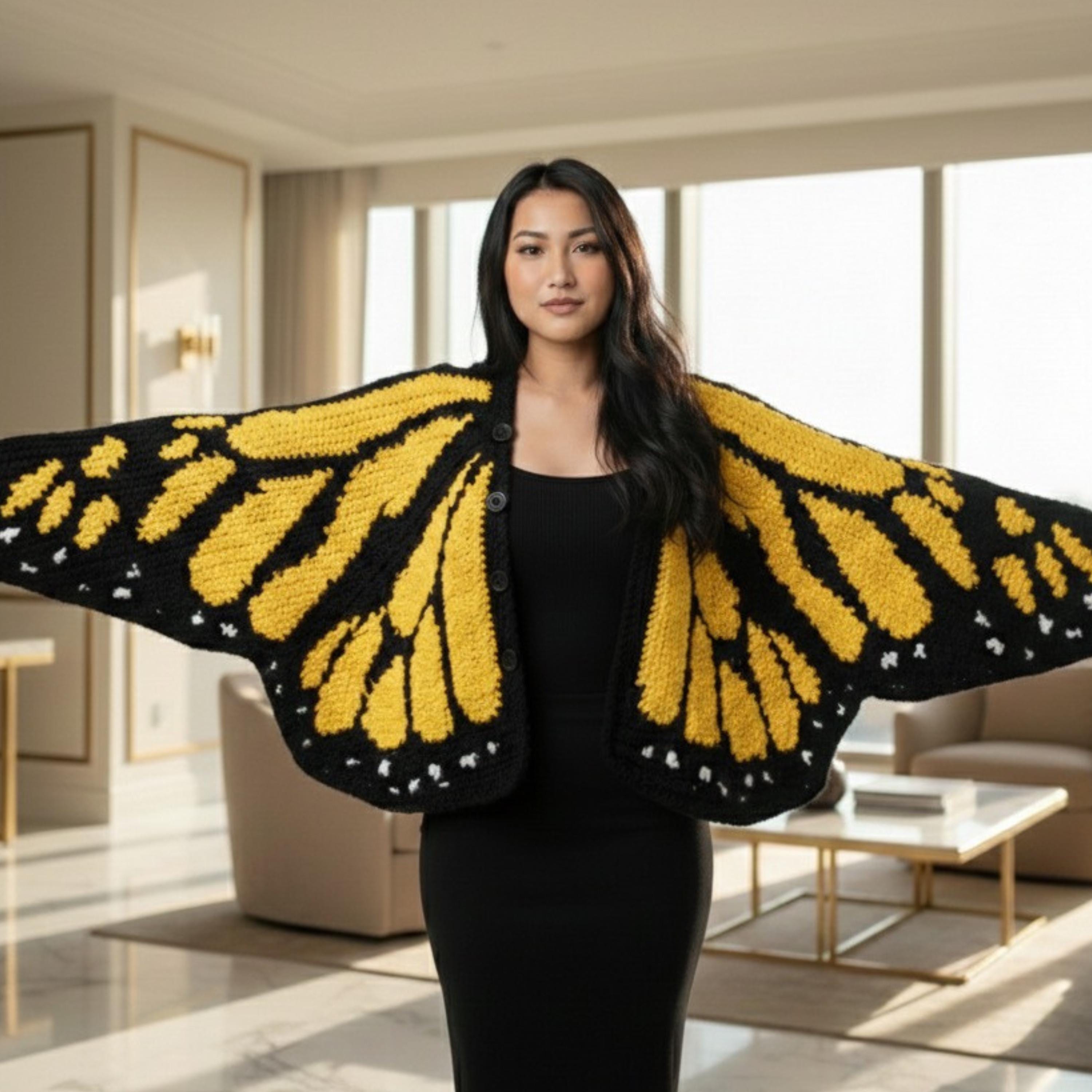 Monarch Butterfly Crochet Pattern PDF, Oversized Winged Sweater ...