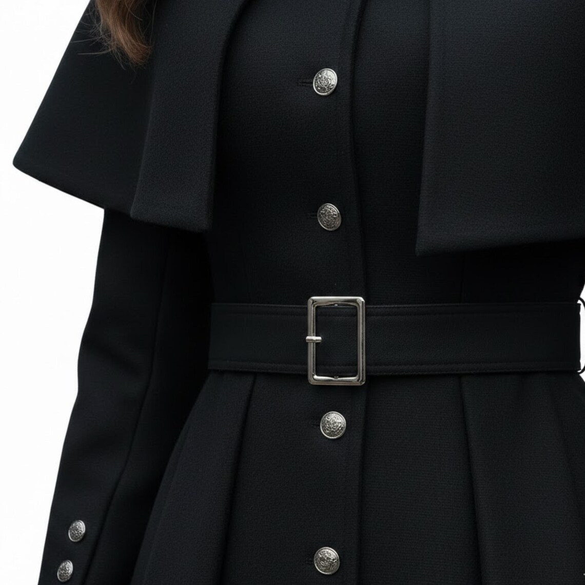 Gothic Victorian Coat With Capelet - Wool Long Trench Coat - Dark ...