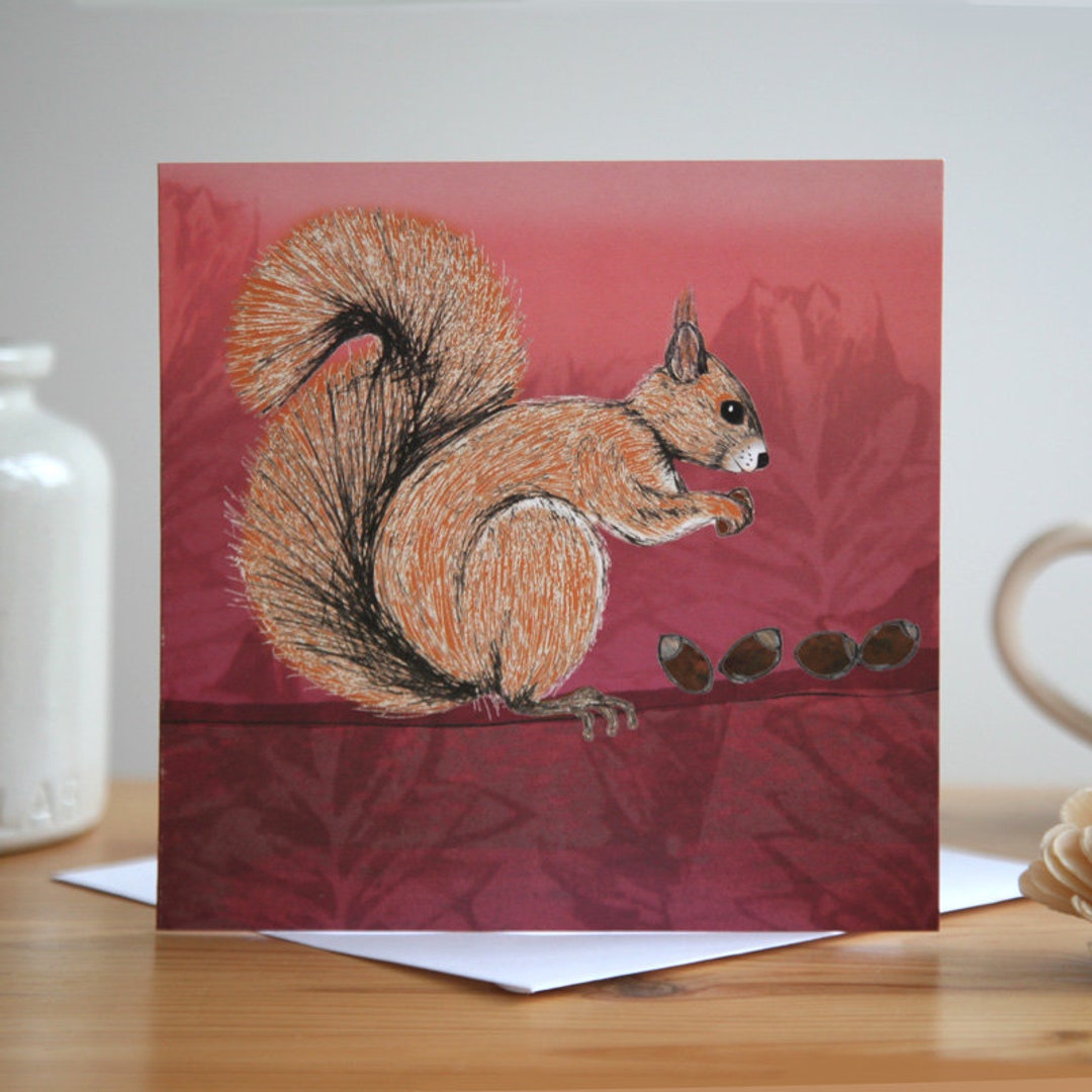 Squirrel Greetings Card Red Squirrel Wildlife Card Wildlife Art ...