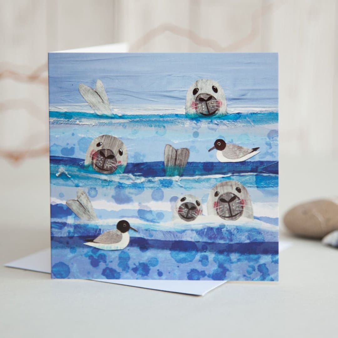 Bobbing Seals Greetings Card Blank Inside Marine Life Sea Life Wildlife ...