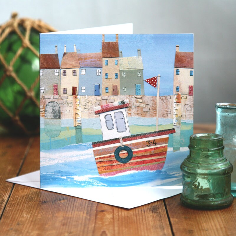 Fishing Boat 3.4 Blank Card Greetings Card seaside Card coastal Art ...
