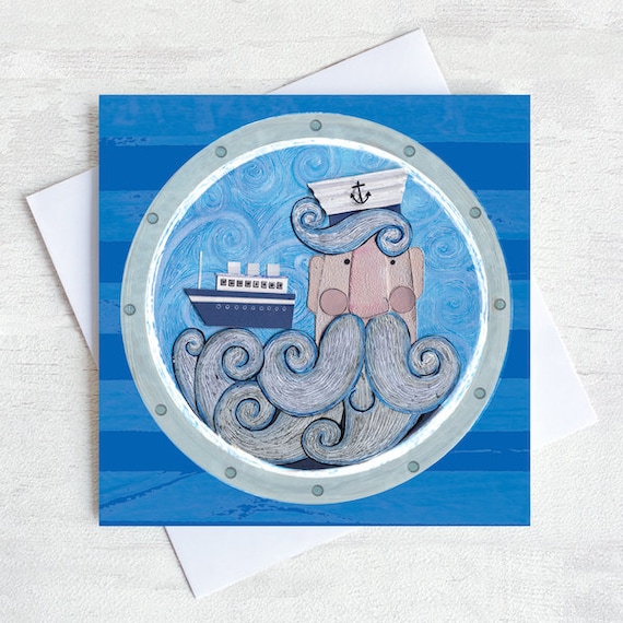 Ships Captain Greetings Card Designed by Joanne Wishart | Etsy