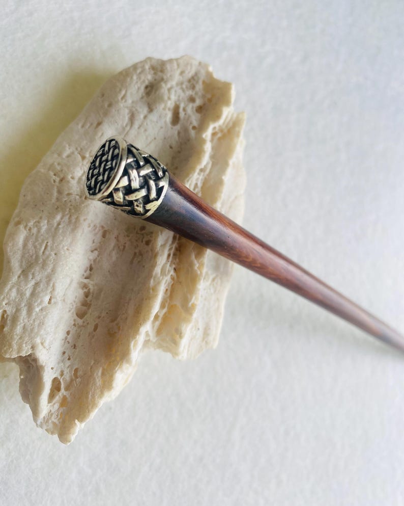 Strong Hold Hair Stick for Thin Hair, Braided Silver Wooden Bun Tool - Etsy