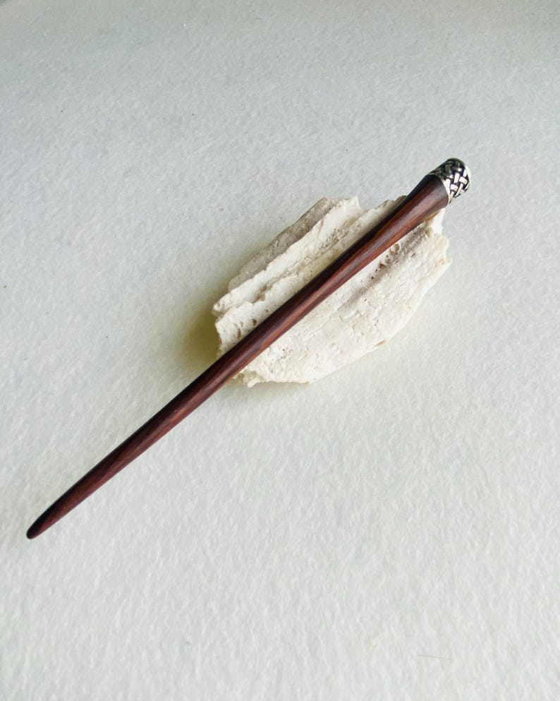 Celtic Viking Inspired Hair Stick, Woven Silver Wood Hair Accessorie ...