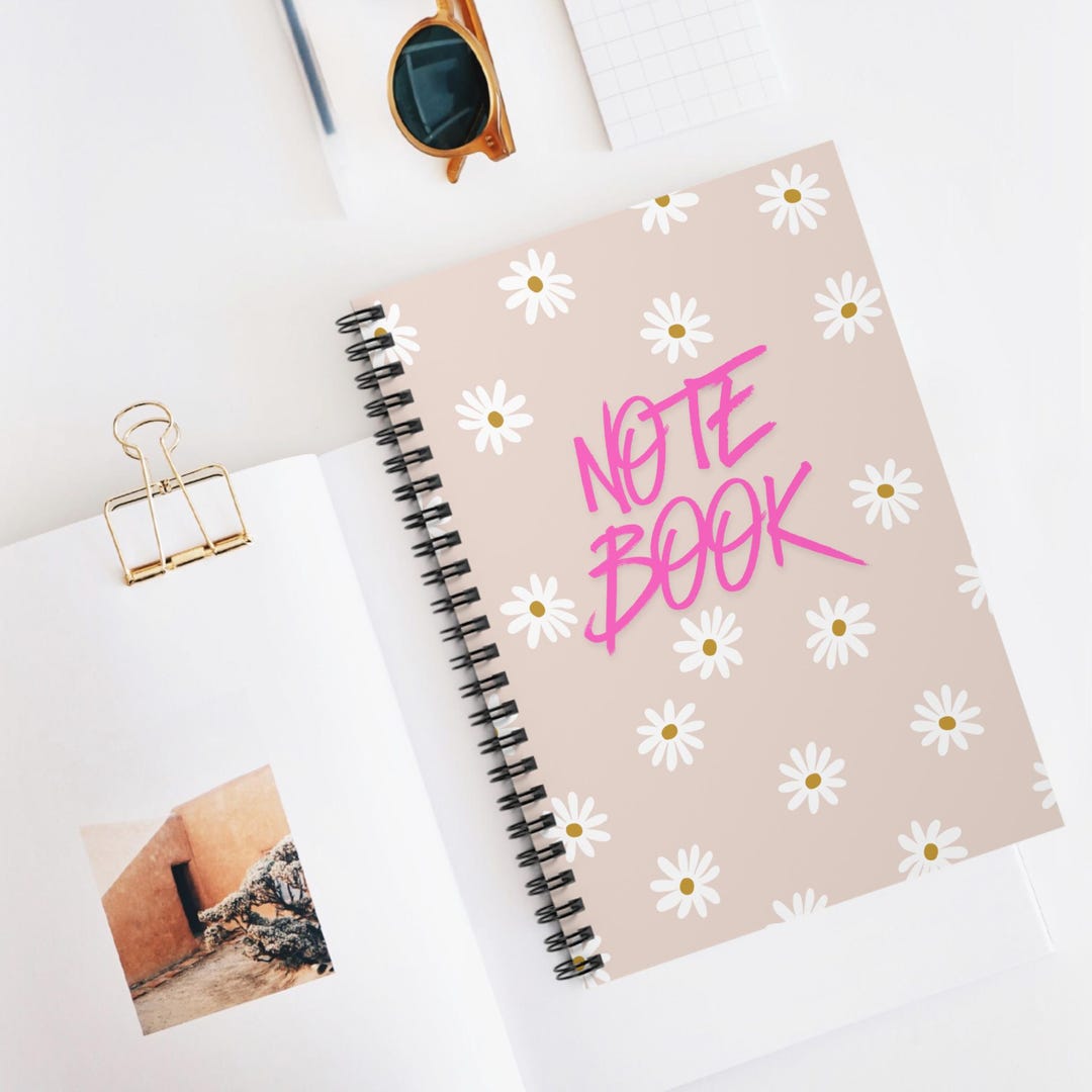Pink Daisy Pattern NOTEBOOK Spiral Notebook | Floral Journal, Ruled - Etsy