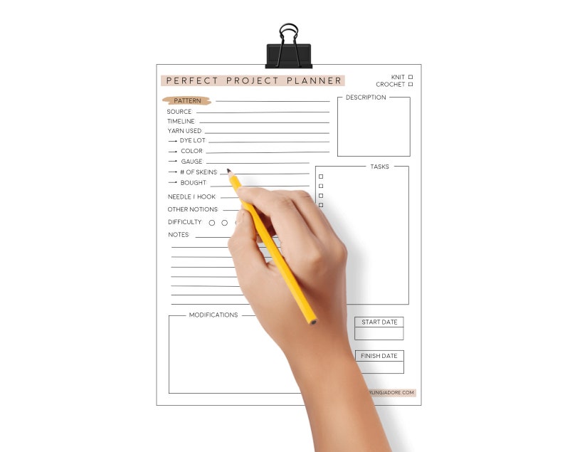 PATTERN PLANNER Knitting Pattern Notes Template Crochet | Etsy