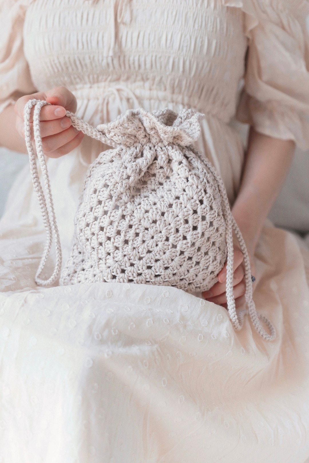 Crochet Drawstring Purse Pattern, Vintage Reticule Bag, Small Crochet ...