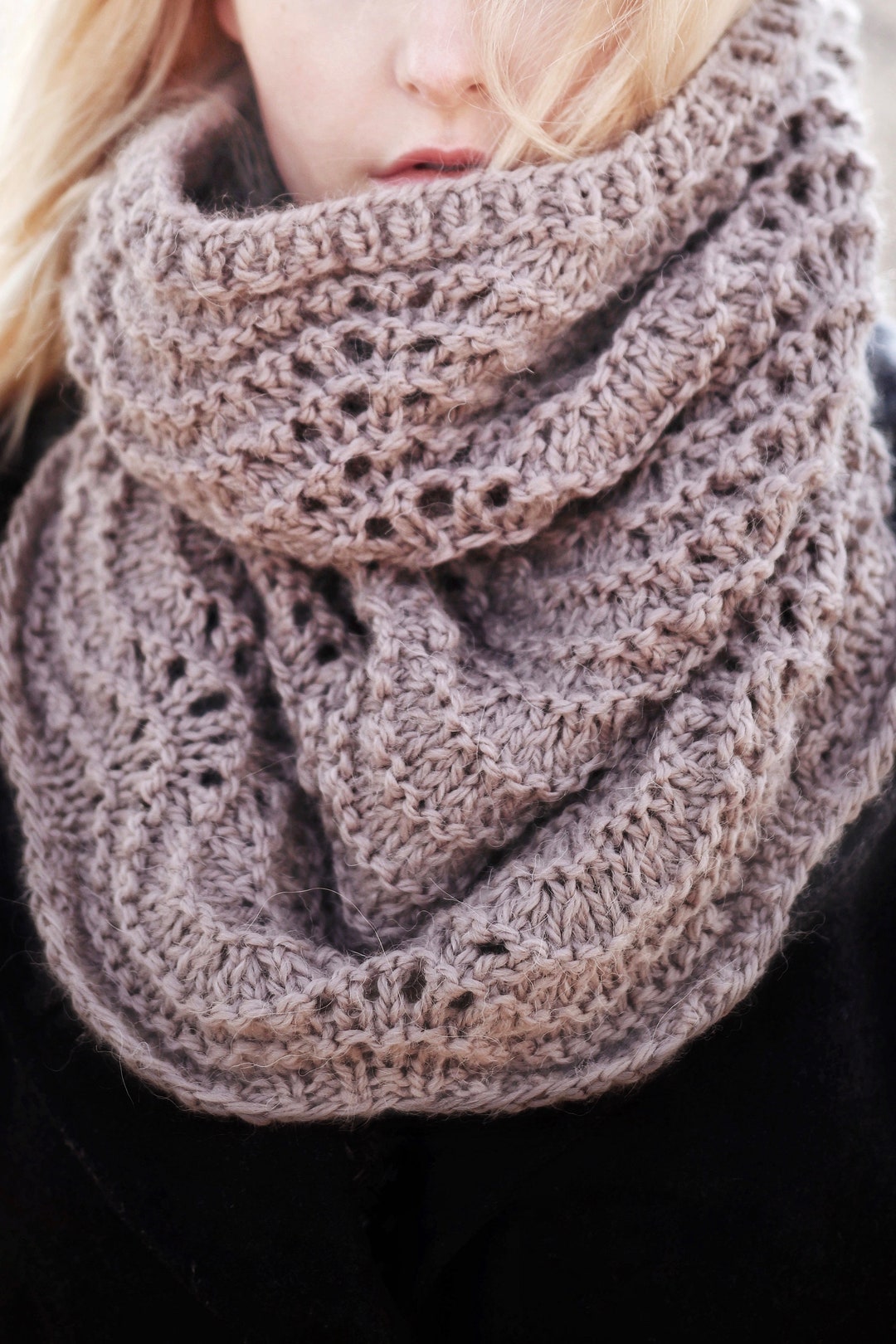 KNITTING PATTERN ⨯ Lace Knit Cowl Knit Pattern by Darling Jadore ⨯ Easy ...
