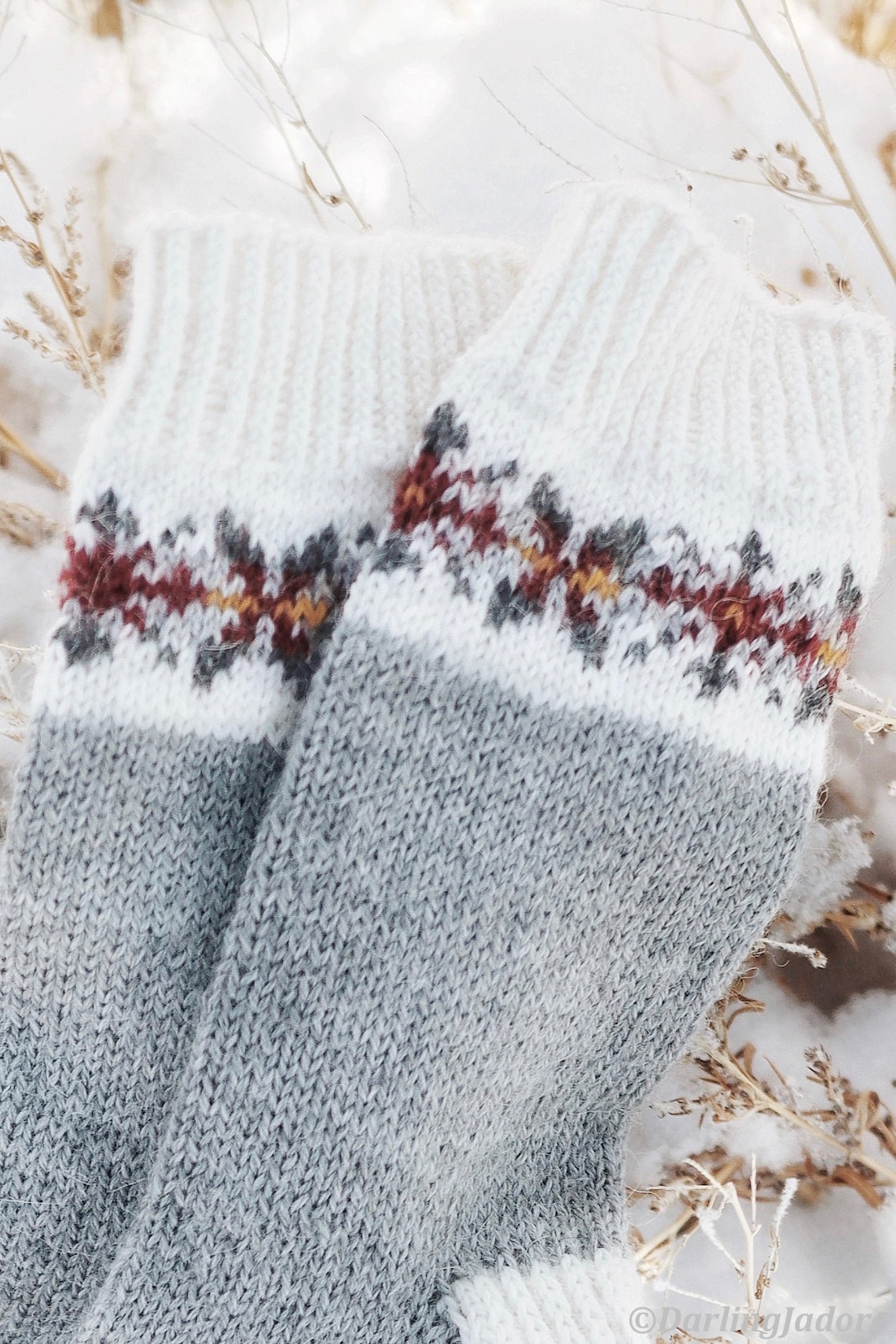 KNITTING PATTERN ⨯ Fair Isle Socks Knitting Pattern, Winter Boot Socks ...