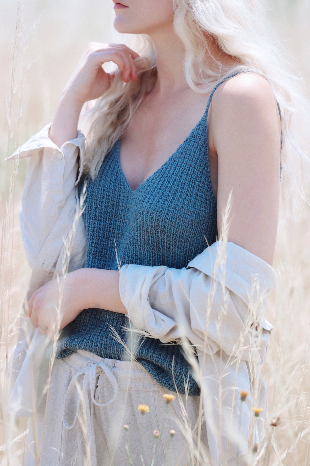 KNITTING PATTERN ⨯ Summer Top Camisole Knitting Pattern, Cami Knit ...