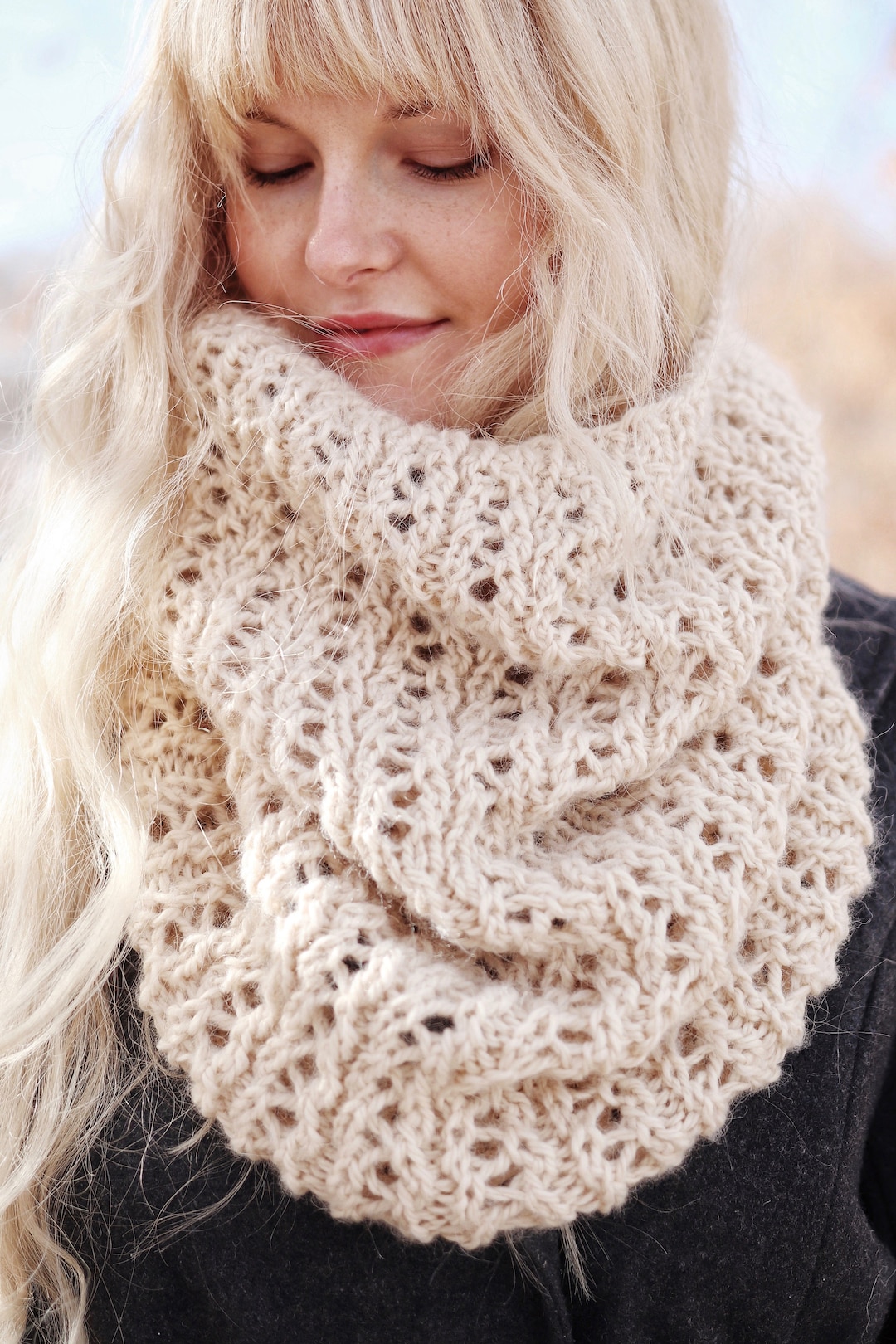 KNITTING PATTERN ⨯ Cowl Scarf Knit Pattern, Cowl Knitting Pattern ⨯ ...