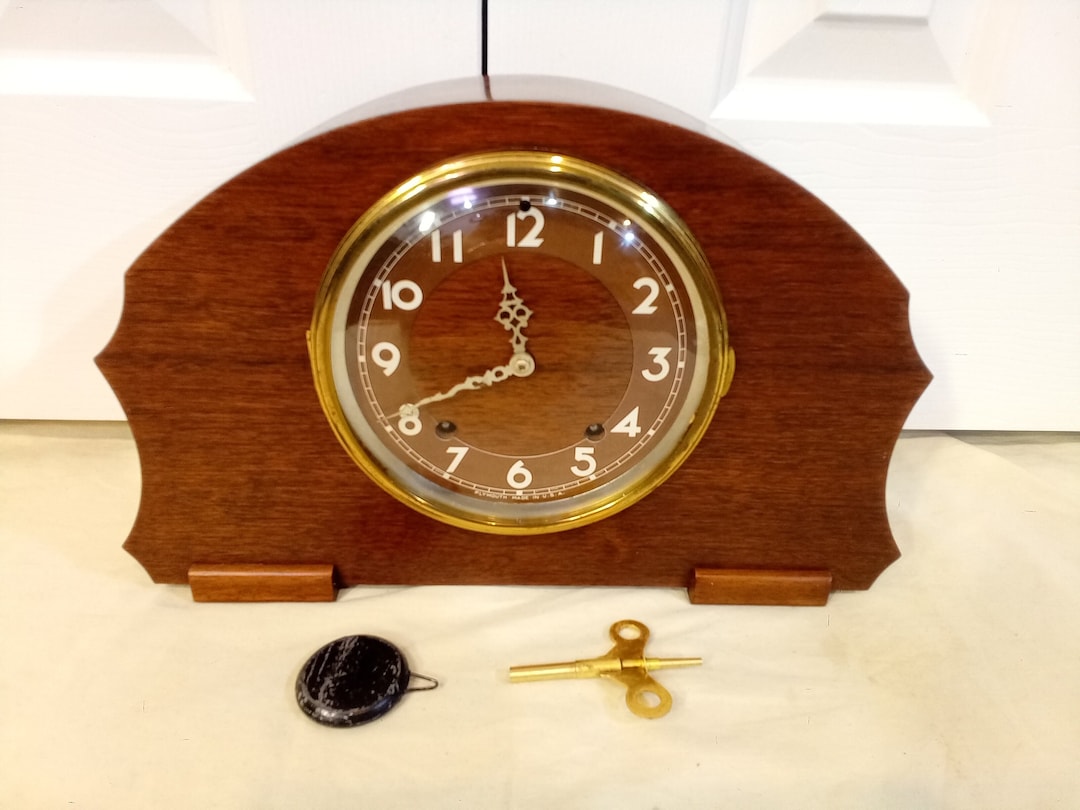 Restored Antique Seth Thomas Plymouth Mantel Radio Shaped Wood Clock, 8 ...