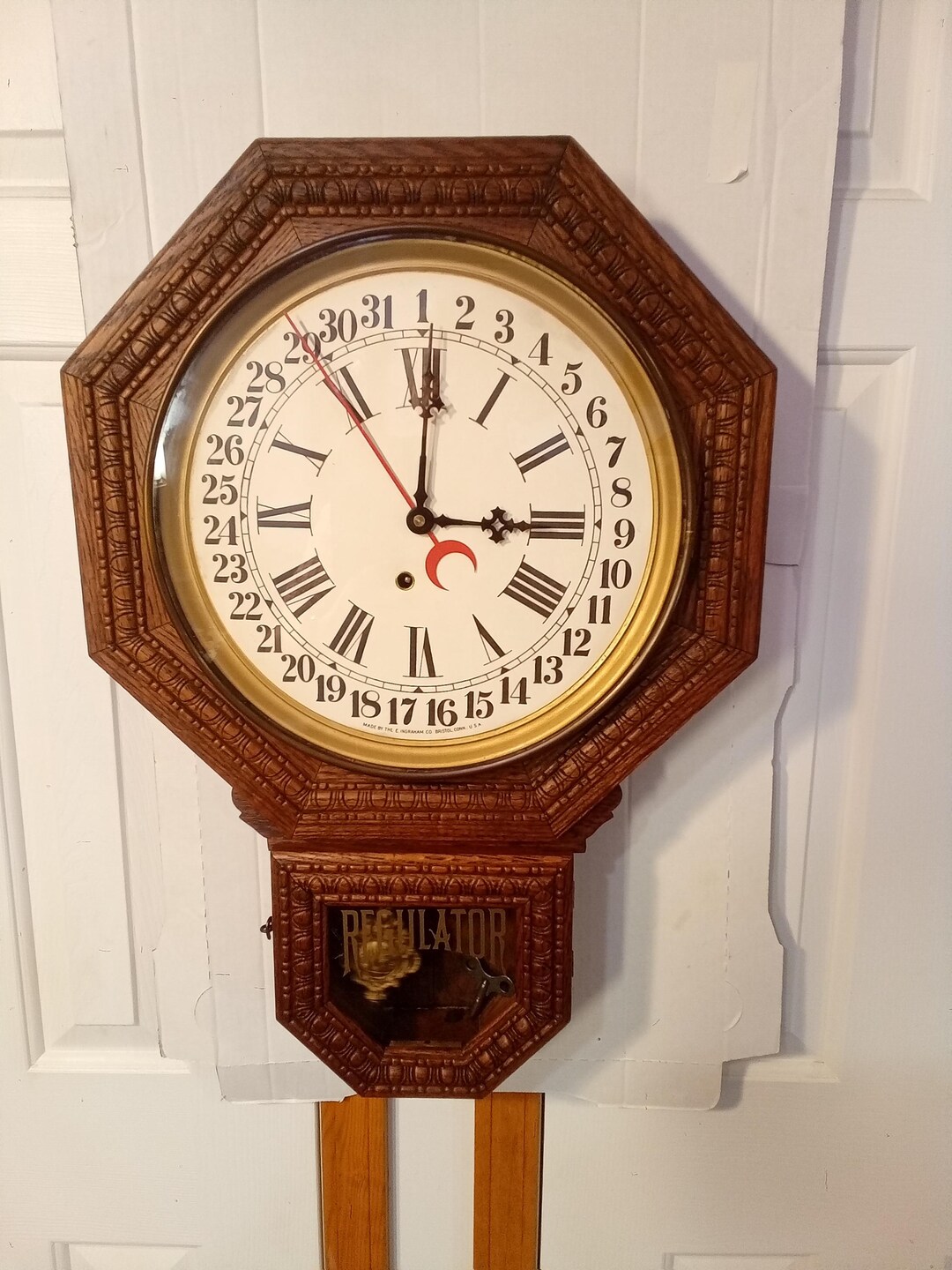 Professionally Restored Antique Ingraham Calendar Schoolhouse Octagon ...