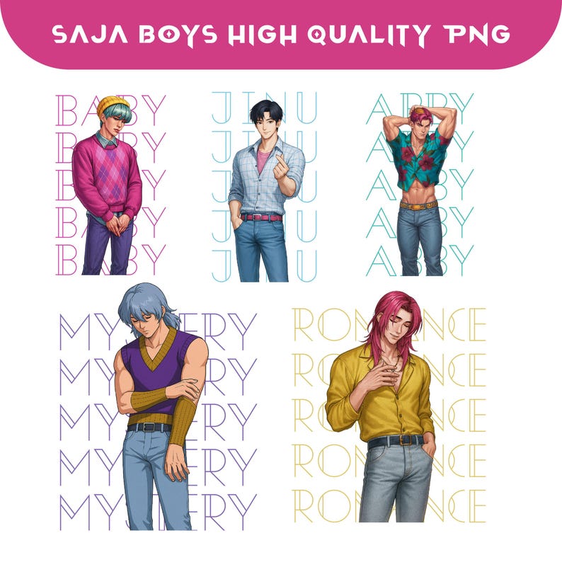 Saja Boys K-pop PNG Clipart Bundle | Anime Idol Group (digital Download ...